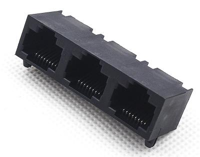 China RJ45 PCB Socket 8P8C 1x3 Port Tab Down Without Magnetic 125V 1.5A for sale