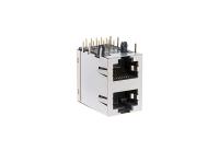 China Shielded RJ45 Dual Jack 8 Ports 2x1 Cat5 Ethernet Connector 125V 1.5A TM59B821T2X11 for sale