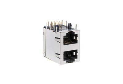 China Shielded RJ45 Dual Jack 8 Ports 2x1 Cat5 Ethernet Connector 125V 1.5A TM59B821T2X11 for sale