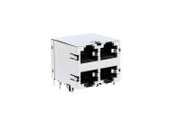 China RJ45 Metal Shielded Ethernet Connector 2x2 Port CAT 5 125V 1.5A Dual Layer Without LED TM59B822T1X11 for sale
