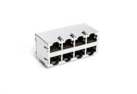 China TM59B824T2X12 Dual Port RJ45 Shielded Magnetics Connector 125V 1.5A for Network Switches for sale