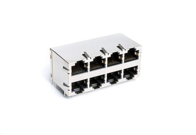 China TM59B824T2X12 Dual Port RJ45 Shielded Magnetics Connector 125V 1.5A for Network Switches for sale
