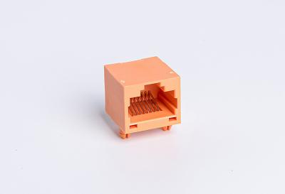 China Orange Rj45 Plug Pcb Mount Unshielded Tab Down Single Port 8P8C TM5JF811SXX12 for sale