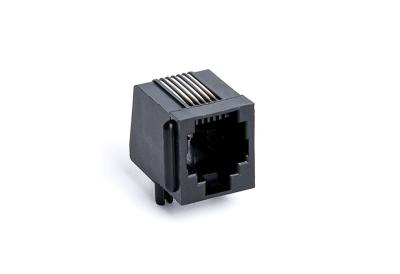 China PBT Black RJ11 PCB Jack 6P6C Single Port Connector 125V 1.5A TM571511SBX1B for sale