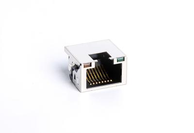 China Vertical 8P8C Magnetic RJ45 Connector TM58D811EX11K - 125V 1.5A Rating with LED Indicators for sale