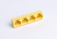 China 1x4 Port RJ45 PCB Connector 8P8C 100Base-TX Unshielded Yellow PBT UL94V-0 125V 1.5A for sale