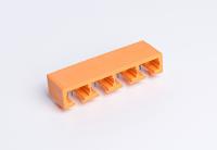 China 4 Port RJ45 PCB Connector Side Entry Orange Plastic Housing 10P8C 125V TM56B914SXX13 for sale