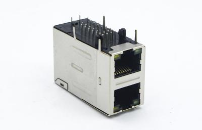 China 10 Gigabit Ethernet RJ45 Connector with Transformer 38.3mm Length 10 Contacts Shielded Industrial Grade for sale