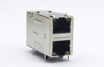 China Side Entry Stacked RJ45 Ethernet Jack 10G Base-T Transformer 38.3mm with Panel Ground TMX21W08DIJ135118 for sale
