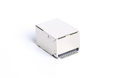 China Black RJ45 Single Port Connector 23mm PBT UL94V-0 Housing Latch Up SMT for sale