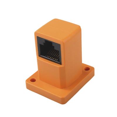 China Orange RJ45 Female-to-Female Modular Connector with 3mm Screw Hole - 8P8C 90° Angle 125V 1.5A for sale