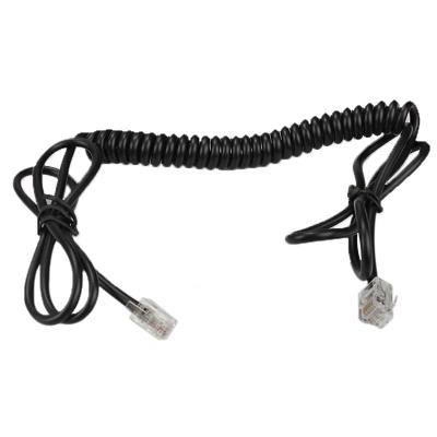China RJ9 to RJ11 4P4C to 6P6C Telephone Extension Cord - 1000mm Coiled Cable with 750 Cycle Durability for sale