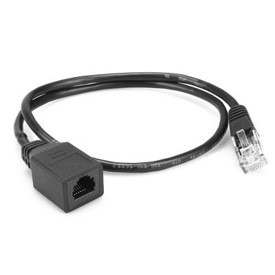 China RJ45 to RJ11 Female Connector Cable - 500mm Length, 26AWG 6C Black Telephone Cord Without Shield for sale