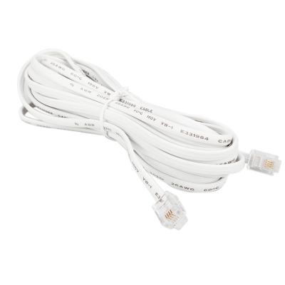 China 6P4C RJ11 Plug to Plug Telephone Flat Cable 26AWG 4C 5000mm Length with UL RoHS Certification for sale