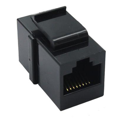 China Low Profile RJ45 Female Adapter 16.13mm Height 8P8C 125V 1.5A PBT Black Fully Plastic Connector for sale