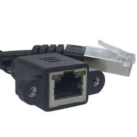 China Pure Copper RJ45 Extension Cable 300mm with M3 Screw Hole - 8P8C Male to Female FTP Shielded Network Connector for sale