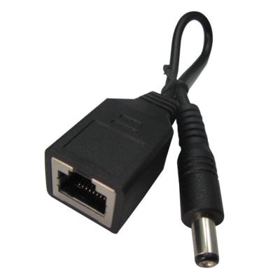 China Custom Black RJ45 Extension Cable with DC 5.5x2.1 Plug - 8 Position Connector, 750+ Cycle Durability for sale