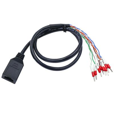 China UL94V-0 RJ45 Extension Cable 600mm 8P8C Female Socket to Cold-Pressed Terminal - TMCABLE060131 for sale