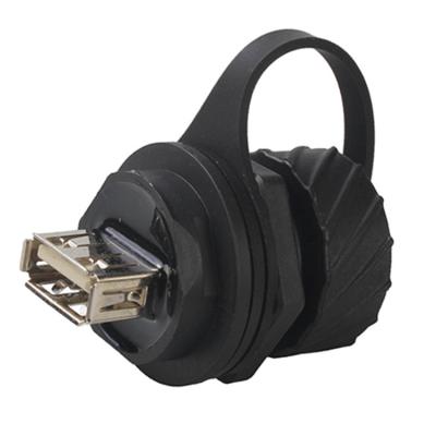 China IP68 Weatherproof USB 2.0 Type A Panel Mount Connector 1.5A 125V AC 33mm Length for sale