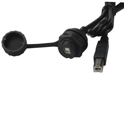 China USB B Male to Female Waterproof Cable with RJ45 Connector - 125V 1.5A Panel Mount Ethernet Extension for sale