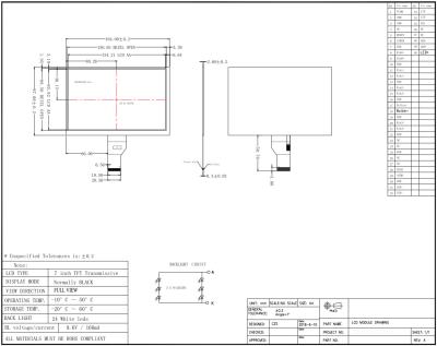 China Dustproof LVDS TFT Touch Panel Display 1024X600 LCM OD 164×97×2.6mm for sale