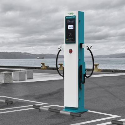 China Floor Stand 22kw Double Output Commercial Ac Ev Charger For Parking Lot for sale