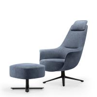 China High Back Office Lounge Chair With Ottoman , Fabic Modern Swivel Recliner With Footrest for sale