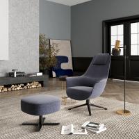 China High Back Office Lounge Chair With Ottoman , Fabic Modern Swivel Recliner With Footrest for sale