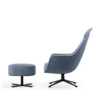 China High Back Office Lounge Chair With Ottoman , Fabic Modern Swivel Recliner With Footrest for sale