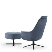 China High Back Office Lounge Chair With Ottoman , Fabic Modern Swivel Recliner With Footrest for sale