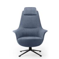 China High Back Office Lounge Chair With Ottoman , Fabic Modern Swivel Recliner With Footrest for sale