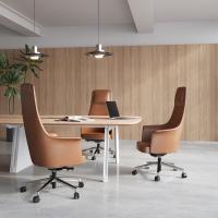 China Luxury Executive Office Leather Chairs With Wheels and Adjustable Height for sale