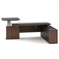 China Executive Office Desk Electric Height Adjustable Standing Desk Modern Ergonomic Leather Manager Table Capri T for sale