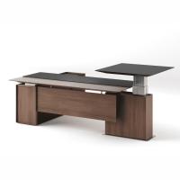 China Executive Office Desk Electric Height Adjustable Standing Desk Modern Ergonomic Leather Manager Table Capri T for sale