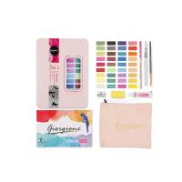 China 36 Colours Bright and Full Color Strong Coloring Palette Cake Artist Watercolor Paint Set for sale