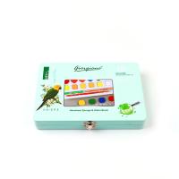 China 48 Colours White Water Color Tin Box Mixing Palette Paint Watercolor With White Water Color 4B Eraser Pencil Sharpener for sale