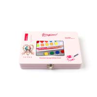 China 48 Colours White Water Color Tin Box Mixing Palette Paint Watercolor With White Water Color 4B Eraser Pencil Sharpener for sale