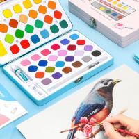 China 48 Colours White Water Color Tin Box Mixing Palette Paint Watercolor With White Water Color 4B Eraser Pencil Sharpener for sale
