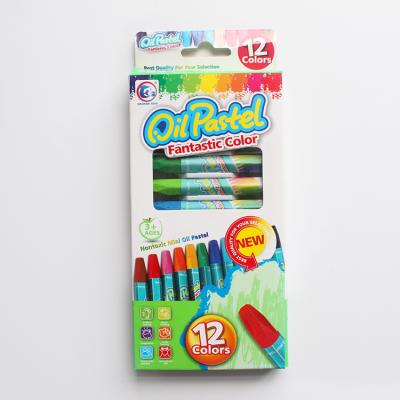 China Wholesale Fantastic Color Triangle Oil Pastel Set-12 Colors Plastic Packaging Kids Drawing Supplies for sale