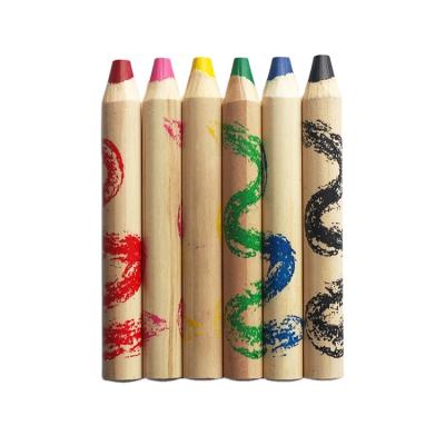 China Wooden Body 6 Colors Crayons with Special Sharpener Jumbo Wax Crayon Set for sale