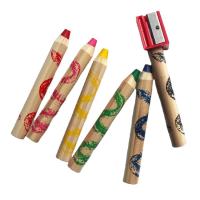 China Wooden Body 6 Colors Crayons with Special Sharpener Jumbo Wax Crayon Set for sale
