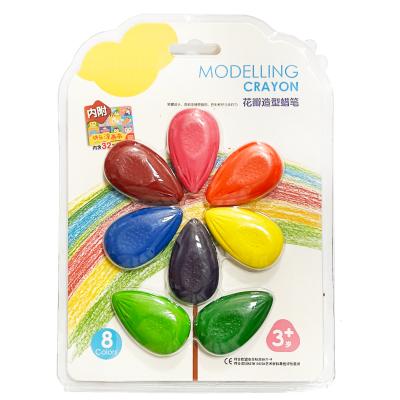 China New Design 8PCS Colorful Fancy Non Toxic  Kids Flower Shape 3D Crayon Set Modeling Crayon for sale