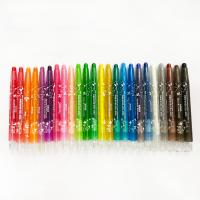 China Art Supplier High Quality 24PCS Short Bright Color Silky Nox Toxic Kids Novelty Wax Crayon Rotating Crayon for sale