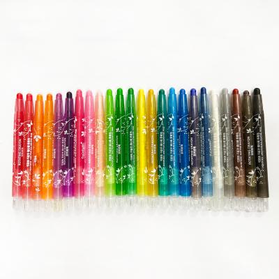 China Art Supplier High Quality 24PCS Short Bright Color Silky Nox Toxic Kids Novelty Wax Crayon Rotating Crayon for sale