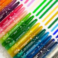 China Art Supplier High Quality 24PCS Short Bright Color Silky Nox Toxic Kids Novelty Wax Crayon Rotating Crayon for sale