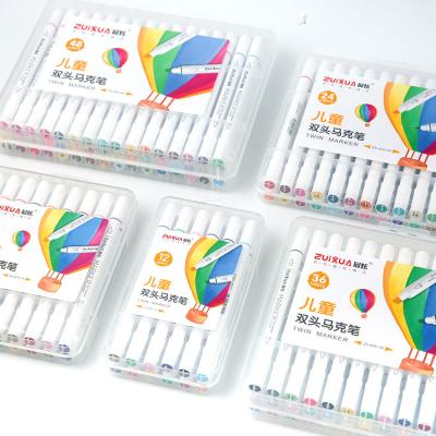 China 24 Colors Bright Color Oil Based Double Headed Markers Oem Children Marker for sale