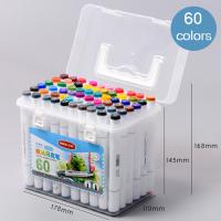 China 60 Colors Double Head Oily Fiber Tip Wear-resistant Color Markers Permanent China Marker Set for sale