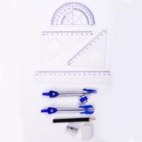 China Whosale Cheap School Stationery Student 9pcs Geometry Box Mathematics Set for sale