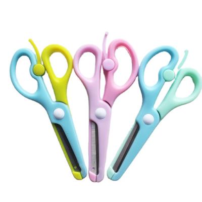 China Double Color Design ABS Stainless Steel Safety Craft Scissors for Kids for sale