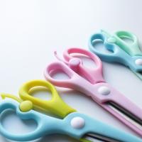 China Double Color Design ABS Stainless Steel Safety Craft Scissors for Kids for sale
